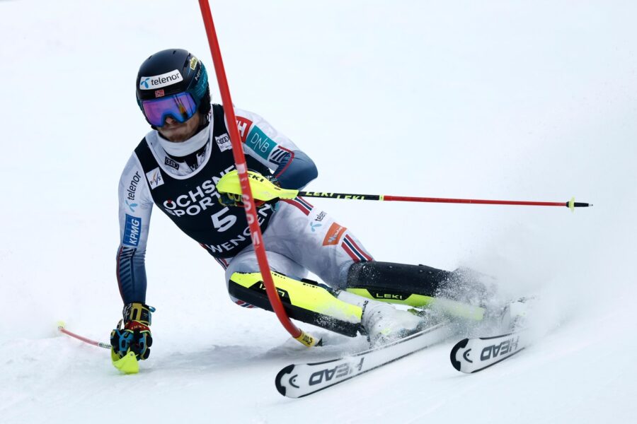 Norwegian skier Atle Lie McGrath leads 1st run of Wengen slalom