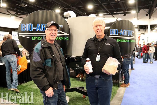 Farmer uses machinery emissions to help crops grow